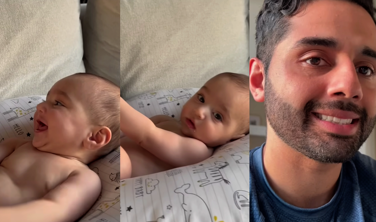 When the mother coughed, the baby laughed out loud. Now look what he ...